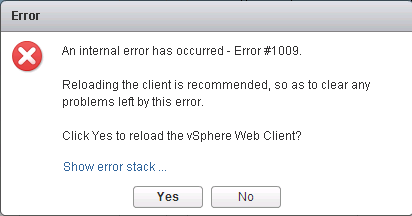 [TSHOOT] - Error #1009 vSphere Web Client fails - vDays.net